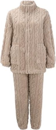 Generic Ensemble Pijamas Femmes Sexy Grenouillères Homme Ensemble Pyjama 2 Pièces en Polaire Pelucheuse Tissé à Manches Longues pour Femme Pyjama Pilou Femme 