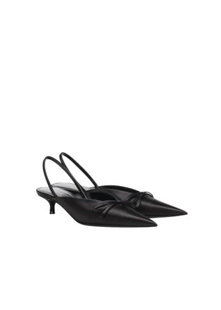 Balenciaga Black Satin 40mm Knife Slingback Mules Size 39