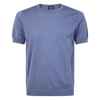 Drumohr L&auml;ssiges Rundhals T-Shirt - - Tops - Herren - Blau - XL