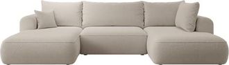 Selsey Sofa Ecksofa Eckcouch Schlafsofa Couch Mit Stauraum Schlaffunktion Pflegeleicht Polyurethanschaum U Form Rechts OVO Dunkelbeige Boucle Abriamo
