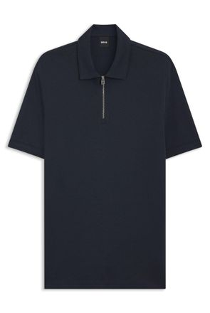 BOSS Herren H-Paras 57 Poloshirt aus Piqu&eacute; mit Rei&szlig;verschluss am Kragen Dunkelblau XXXL