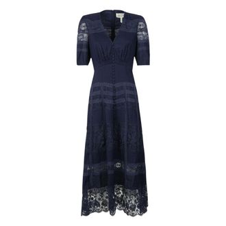 Saloni Femme, Robes, Bleu, Taille: 40 FR Lea Long Lace Dress
