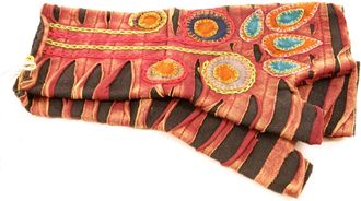 vishes alternative Bekleidung - Bestickte Damen Handschuhe Stulpen mit Daumen Fleece Gef&uuml;ttert dunkelrot