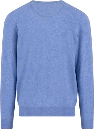 Fynch-Hatton Strickpullover blau,Casual,Wolle,Meliert,Rundhals,Lang,Regular Fit