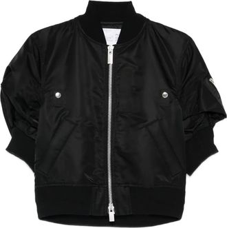 sacai puff-sleeve bomber jacket - Schwarz