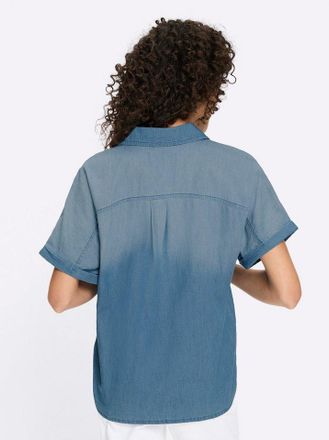 Heine Klassische Bluse Jeansbluse Kurzarm