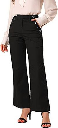 Allegra K Femmes Pleine Longueur Dentelle Panneau Lâche Pantalon Palazzo Décontracté Noir XS