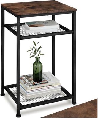 TecTake Table dappoint, 45,5 x 36 x 75,5 cm, Bout de canape 3 Niveaux Meuble Salon Style Industriel Petit Meuble de Rangement Gueridon D&eacute;coration Bureau, Salo