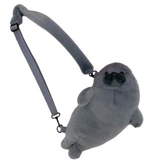 Generic Joli sac &agrave; main en peluche phoque, sac &agrave; bandouli&egrave;re en fourrure douce, pour femme et fille, gris, 37.0*3.0*23.0