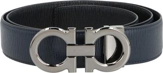 Ferragamo Homme, Accessoires, Bleu, Taille: 110 CM Gancini Reversible Leather Belt