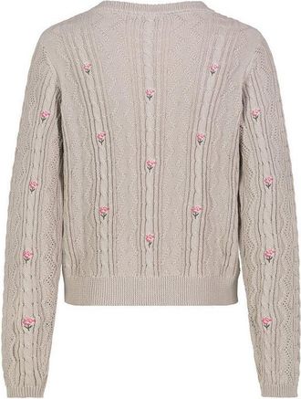 Eight2Nine Strickpullover Damen Strickpullover cropped mit verspielter Stick Pullover langarm, Rundhalsausschnitt