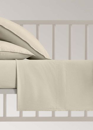Mango Drap plat enfant en coton lav&eacute; double surpiq&ucirc;re lit 90 cm vert pastel - Home - Lit 90 cm - MANGO HOME