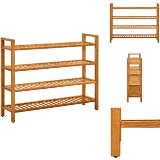 vidaXL Vidaxl - Schuhregal mit 4 Etagen 100x27x80 cm Massivholz Eiche - Schuhregal - Schrank - Eichenholzm&ouml;bel - Garderobe - Einbauschrank