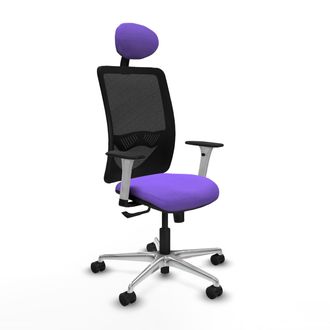 Piqueras y Crespo Drehbarer Schreibtischstuhl mit Rollen Zulema mit wei&szlig;en und schwarzen Armlehnen, h&ouml;henverstellbare Lendenwirbelst&uuml;tze und festes Kopfteil, Schwarz/Li