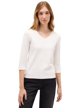 Cecil Damen 3227461 Basic V-Neck Shirt, Vanilla White, XX-Large