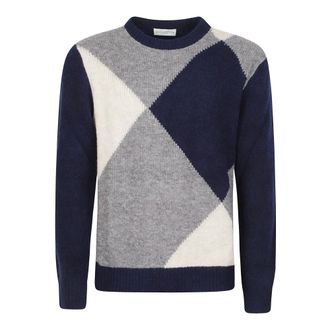 Ballantyne Maxi Diamond Intarsia Sweater - Homme - Pulls - Multicolore - Taille: XL