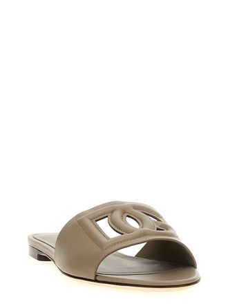 Dolce & Gabbana Womens Gray Calfskin Slides Shoe