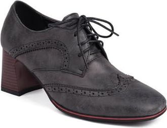 Generic Femmes Talons Bloc Hauts Chaussures Oxford Brogue Lacer Rétro Escarpins De Robe Bout Rond Cuir PU Brogues,Noir,35.5 EU