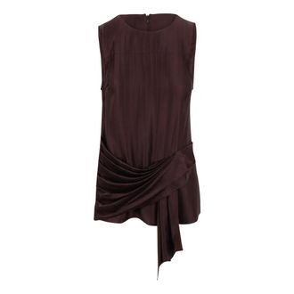 Loulou Studio Femme, Tops, Brun, Taille: 42 FR Top drap&eacute; en m&eacute;lange de soie