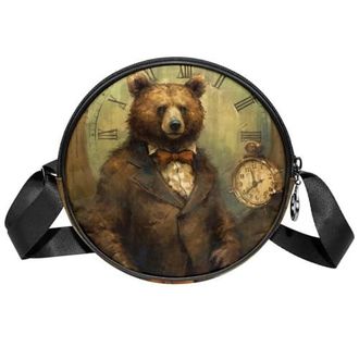 Generic Sac &agrave; bandouli&egrave;re rond pour femme, petit sac &agrave; bandouli&egrave;re vintage avec fermeture &eacute;clair, bretelles r&eacute;glables, sac &agrave; main rond d&eacute;contract&eacute; pour femmes