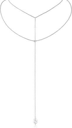 Ania Haie Damen Halskette PEARL OF WISDOM aus 925 Sterling Silber, besetzt mit einem Zirkonia und einer S&uuml;&szlig;wasserperle, Federringverschluss, L&auml;nge 40cm + 5cm Ve