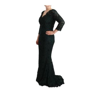 Dolce & Gabbana Spitzenkleid Langarm V-Ausschnitt - - Dresses - Damen - Gr&uuml;n - L