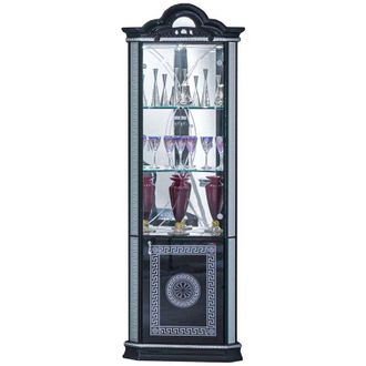 Les Tendances Vitrine 2 portes bois vernis laqu&eacute; brillant noir et gris Venus 78cm