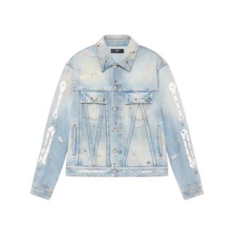 Amiri Homme, Vestes, Bleu, Taille: XL Bones Studded Trucker Jacket