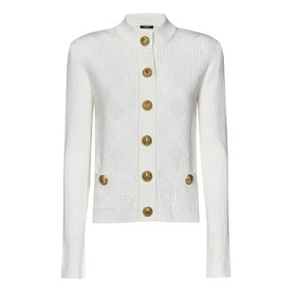 Balmain Wei&szlig;e Strickwaren mit Vichy-Strickmuster - - Knitwear - Damen - Wei&szlig; - M