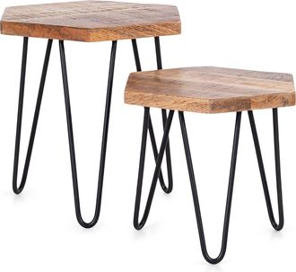 Loftscape home24 Beistelltisch Elena 2er-Set 45 x 55 x 40cm Braun