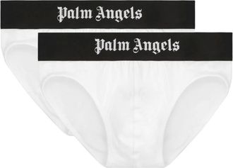 Palm Angels Homme, Sous-v&ecirc;tements, Blanc, Taille: L Logo Boxer Briefs (Lot de 2)