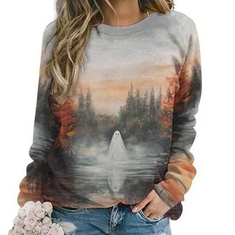 Generic Sweats &agrave; col rond pour femme - Tendance - D&eacute;contract&eacute; - Manches longues - Pull - T-shirt graphique - Surv&ecirc;tement dint&eacute;rieur surdimensionn&eacute; pour femme 