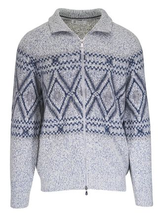 Brunello Cucinelli cardigan &agrave; motif intarsia - Tons neutres