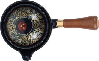 Lurrose Keramik Teekanne Mit Seitengriff 360&deg; Drehbarer Porzellan Teebereiter F&uuml;r Losen Tee Haushalt Und B&uuml;ro Teezeit