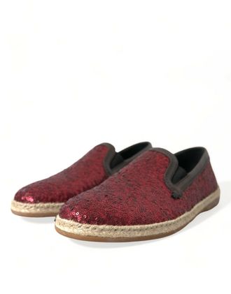 Dolce & Gabbana Mens Sequined Loafer Red Leather