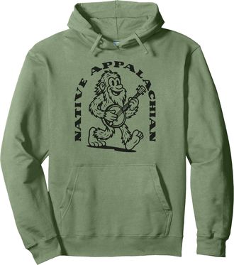 Giant Step Design Co. Native Appalachian Funny Bigfoot Banjo Sasquatch Pullover Hoodie