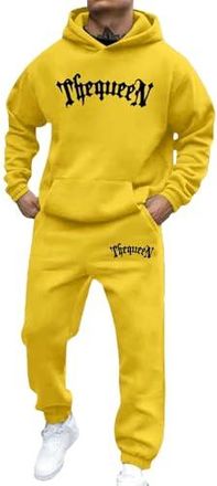 Generic Ensemble de surv&ecirc;tement pour homme avec imprim&eacute; lettres, manches longues, sweat &agrave; capuche, pantalon de surv&ecirc;tement ample, ensemble dentra&icirc;nement de jo