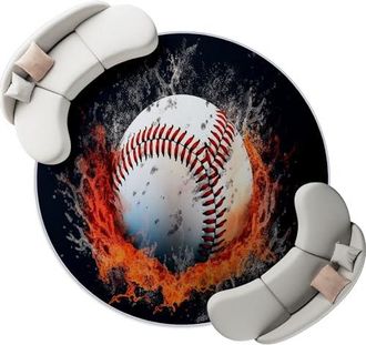 Generic 120 cm Tapis Rond en Laine synth&eacute;tique - Motif Sports Baseball antid&eacute;rapant Lavable Tapis pour Chambre denfant Salle &agrave; Manger Salle de Jeux Bureau, No