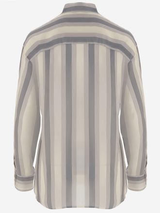 Frankie Shop Womens Striped Cupro Shirt Multicolour