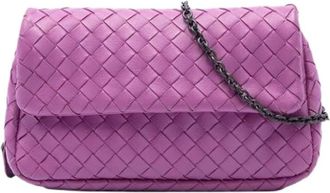 Bottega Veneta Sac bandouli&egrave;re en cuir tress&eacute; Pre-owned - Femme - Pre-owned - Violet - Taille: ONE Size