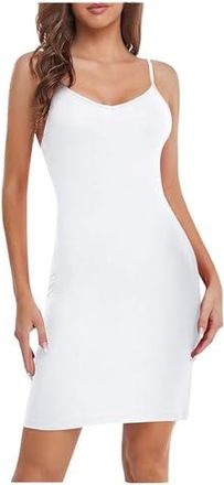 Generic 2026 Robes amincissantes pour femmes, &agrave; la mode, d&eacute;contract&eacute;e et confortable, robe &agrave; bretelles, coupe ajust&eacute;e, robe d&eacute;contract&eacute;e, blanc, XXL