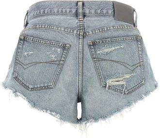 Balenciaga Distressed Denim Shorts - Light Blue