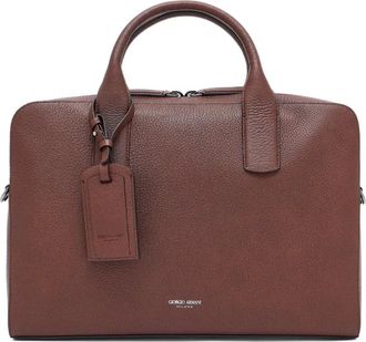 Giorgio Armani porte-documents en cuir - Marron