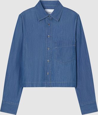 Closed Top Cropped Classic Shirt Dark Blue