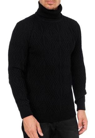 R-Neal Rollkragenpullover Melierter Grobstrick Rollkragen-Pullover Business B&uuml;ro Pullover