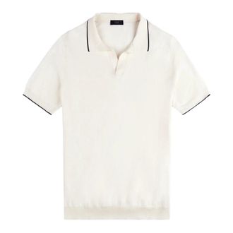 Fay Gestricktes Polo-Shirt - - Tops - Herren - Beige - L
