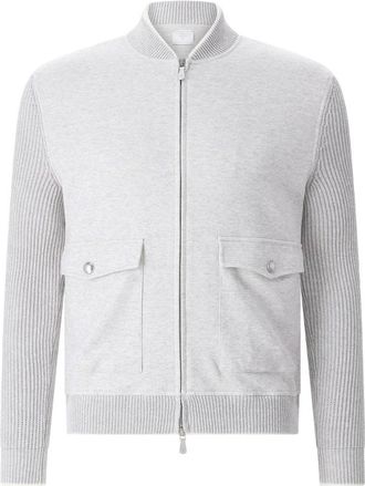 Eleventy Homme, Sweatshirts et sweats &agrave; capuche, Gris, Taille: 2XL Cardigan Pointelle Zipp&eacute;