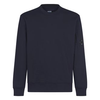 C.P. Company C.p. Company - SweaT-shirt &agrave; Col Rond en Molleton Bross&eacute; Diagonal avec D&eacute;tail de Lentille - Homme - Sweatshirts et sweats &agrave; capuche - Bleu - Taille: S