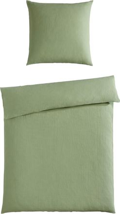 Casa Nova Musselin-Bettwäsche - 135 x 200 cm - Salbeigrün - Baumwolle - mit Knopfleiste