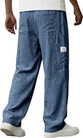 Generic Pantalon d&eacute;t&eacute; l&eacute;ger en lin pour homme - Pantalon dentra&icirc;nement confortable et respirant - Pantalon dext&eacute;rieur ample - Pantalon de loisirs - Pantalon d